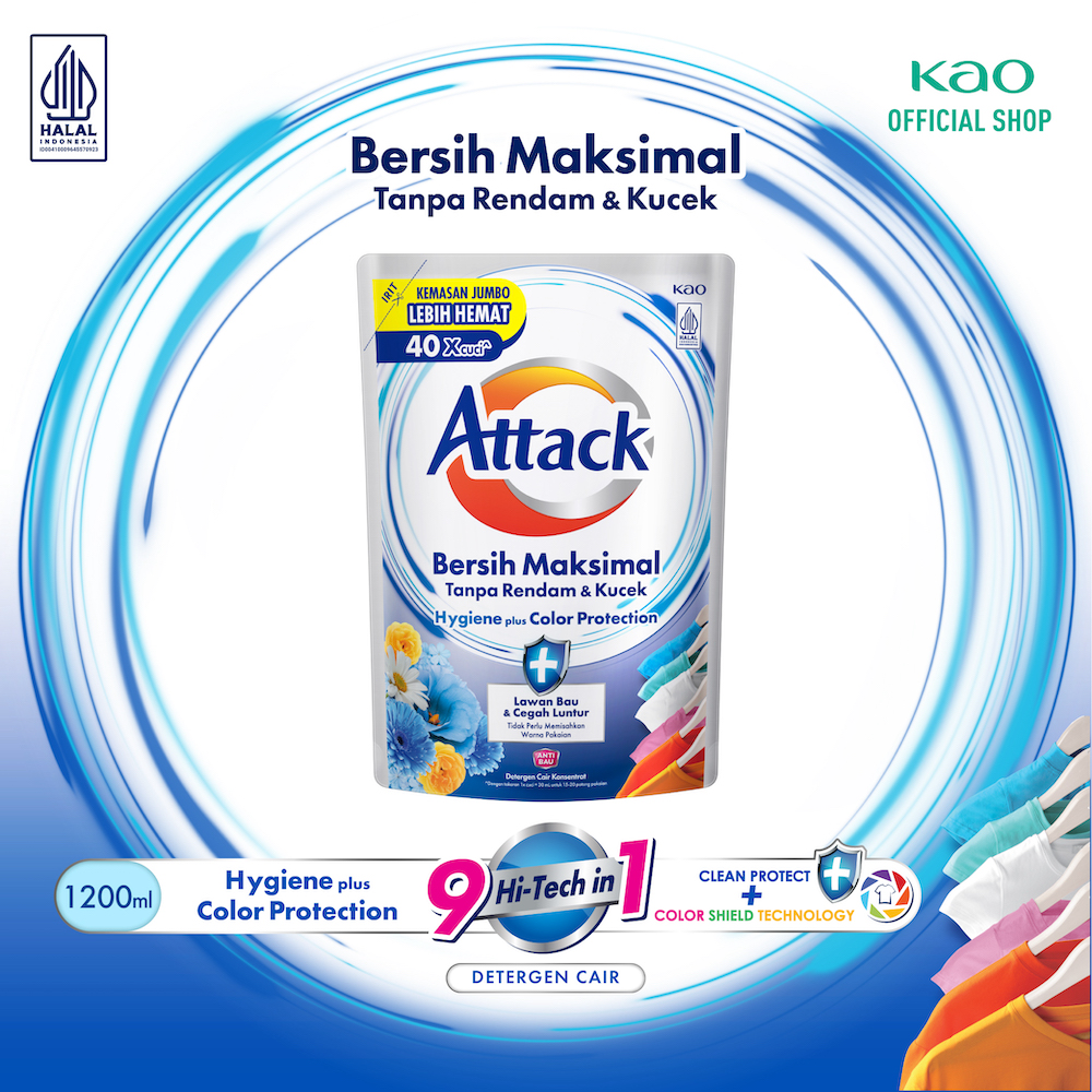 Promo Attack Hygiene Plus Deterjen Cair Semua Jenis Mesin Cuci 1200ml ...