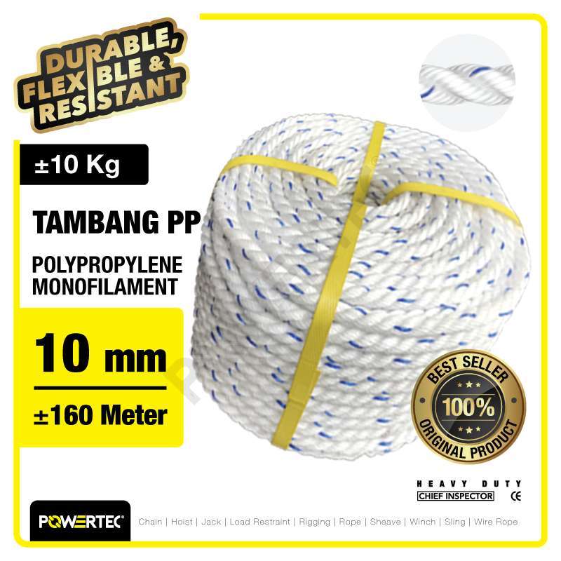 Promo Tali Tambang PP 10mm x 200m Polypropylene PP Mono Rope POWERTEC ...
