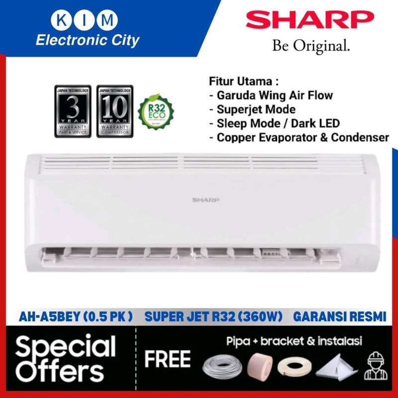 Jual Ac Sharp 1/2 Pk Ah-a5bey 0.5 Pk Super Jet Turbo Cooling R32 [garansi Resmi] Di Seller Kim ...