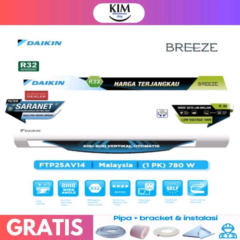 Jual Ac Daikin 1 Pk Ftp25av14 1 Pk Breeze R32 [free Instalasi+material ...
