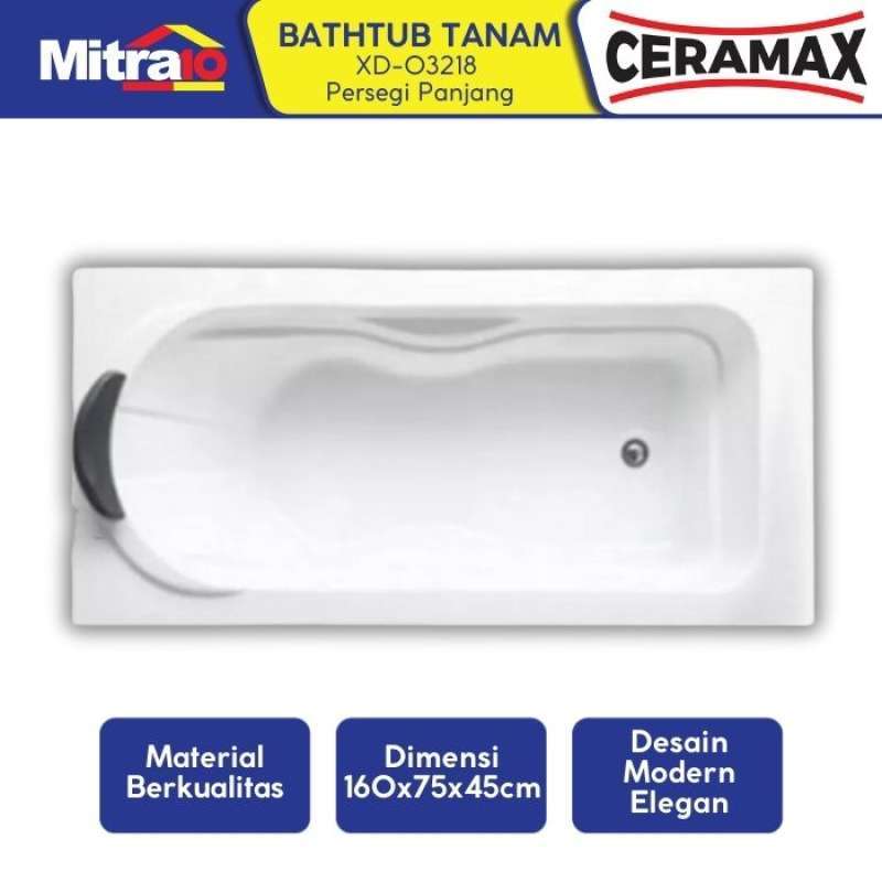 Jual Ceramax Bathtub Tanam Persegi Panjang Xd-03218 160x75x45 Cm Putih Di Seller Mitra10 ...