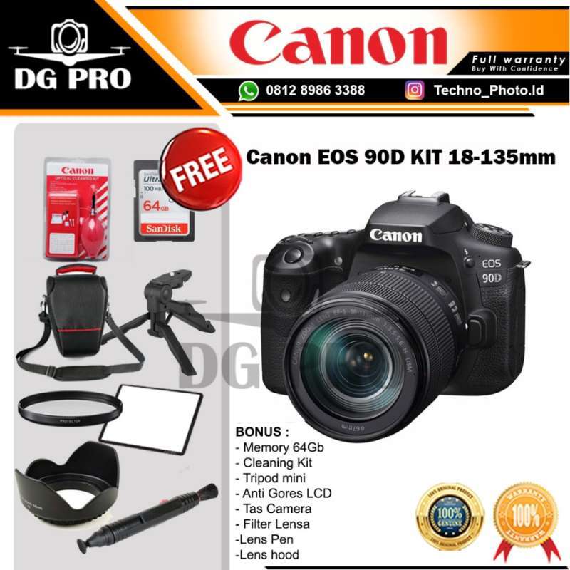 Promo Canon Eos 90d Kit 18-135mm Is Usm Camera Dslr Original Paket ...