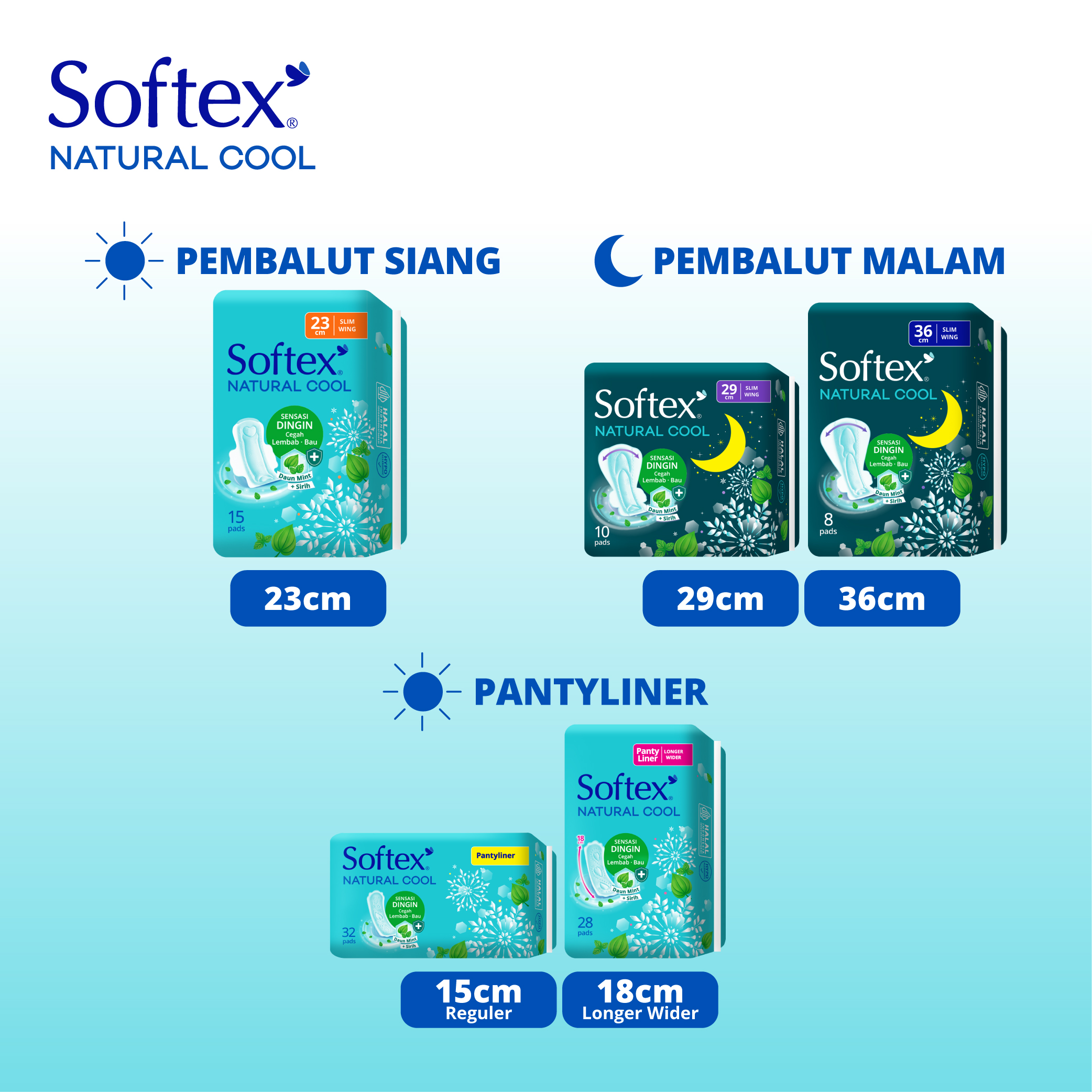 Promo Softex Natural Cool Super Slim 23cm 15s - Pembalut Cool Diskon 9% Di Seller Bliblimart ...