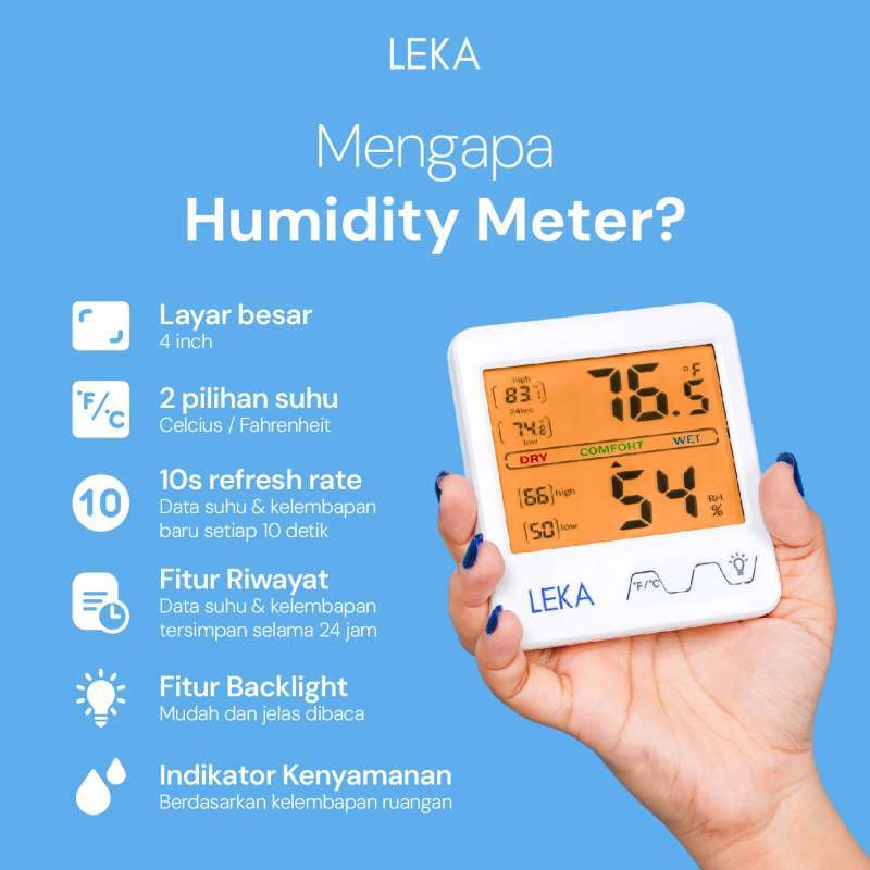Promo LEKA Hm6010 Humidity Meter - Hygrometer Thermometer Ukur Lembab Ruangan - 2 Unit Hm6010 ...