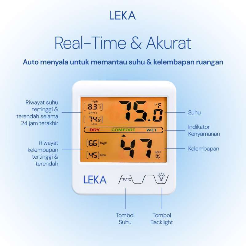 Promo LEKA Hm6010 Humidity Meter - Hygrometer Thermometer Ukur Lembab Ruangan - 2 Unit Hm6010 ...
