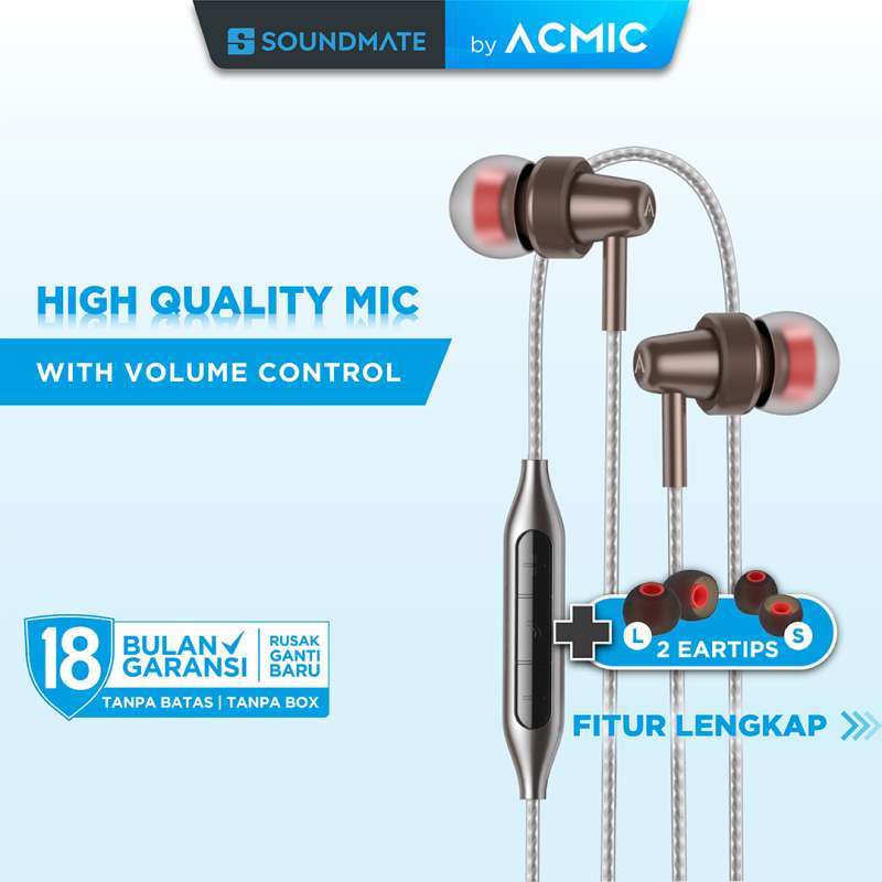 Promo ACMIC ELITE In-Ear Headset Earphone Earbuds Headphone Stereo with Mic - Bronze-Grey Diskon ...