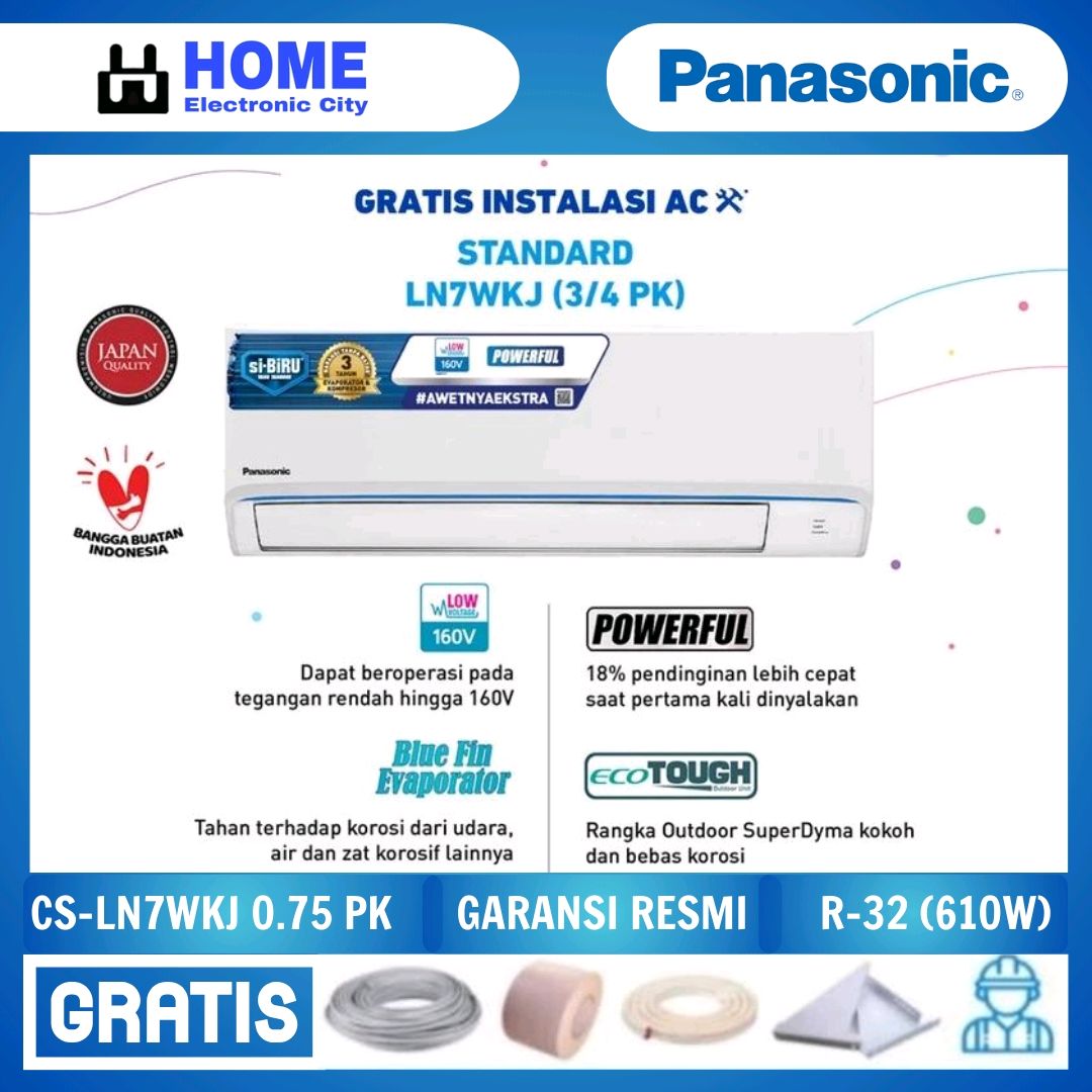 Jual AC PANASONIC CS-LN7WKJ [3/4 PK] SI- BIRU TURBO COOLING R32 ...
