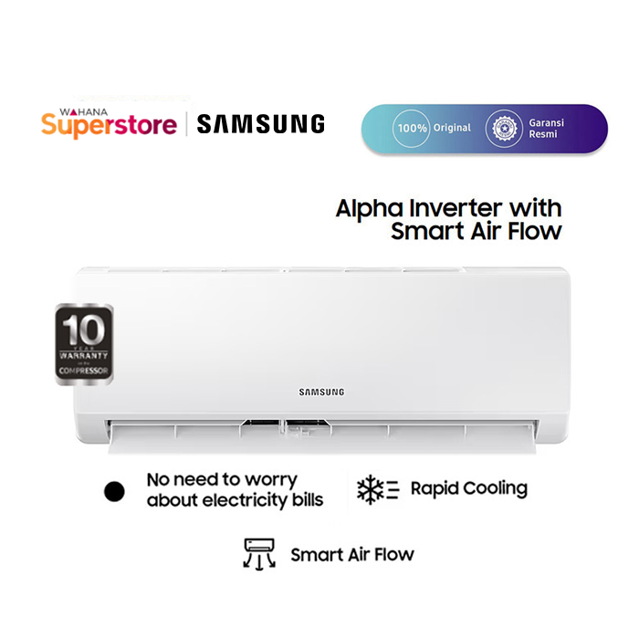 Promo Samsung Ac Split Dinding Inverter Alpha Smart Airflow 1 Pk R32 ...