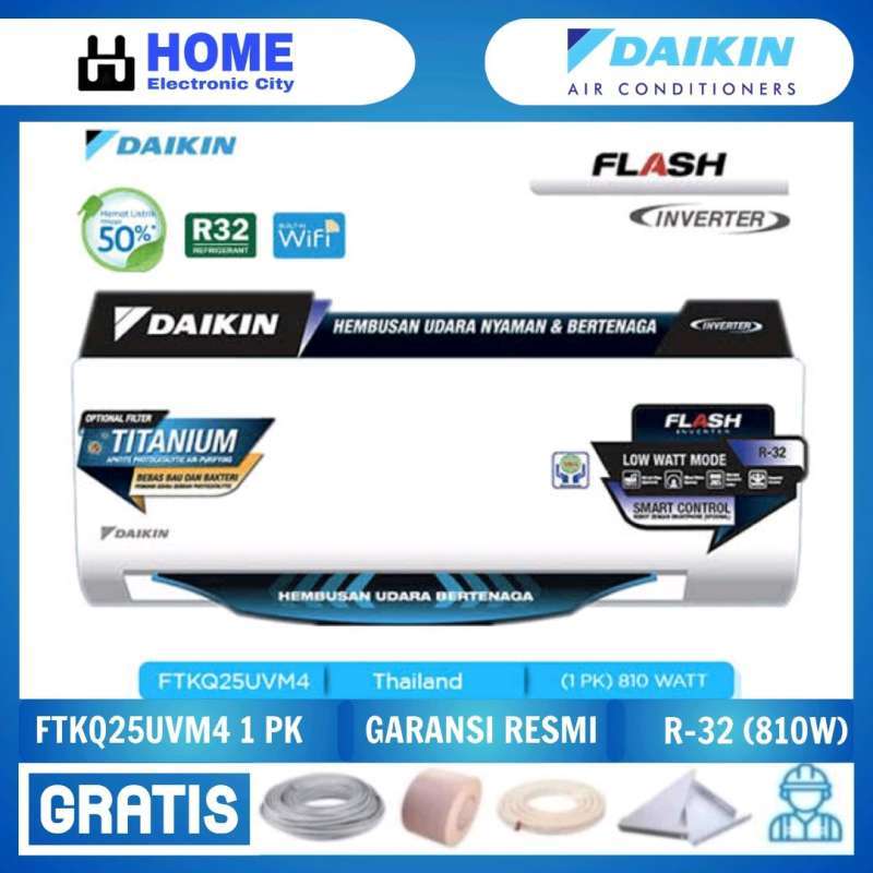 Jual AC DAIKIN INVERTER FTKQ25UVM4 [1 PK] THAILAND TURBO COOLING R32 ...