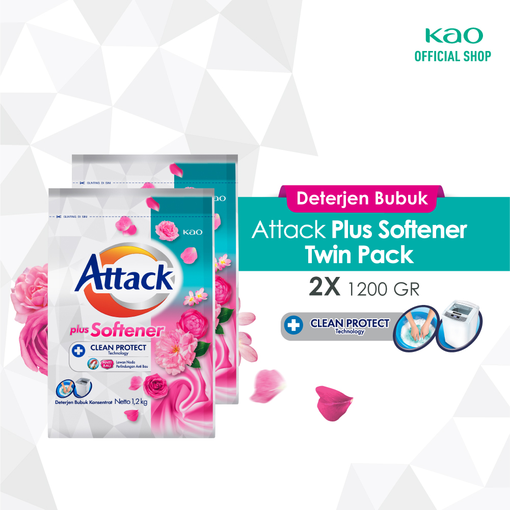 Promo Attack plus Softener Detergent Powder All Types Of Washing Machines 1200 Gr - Laundry Soap ...