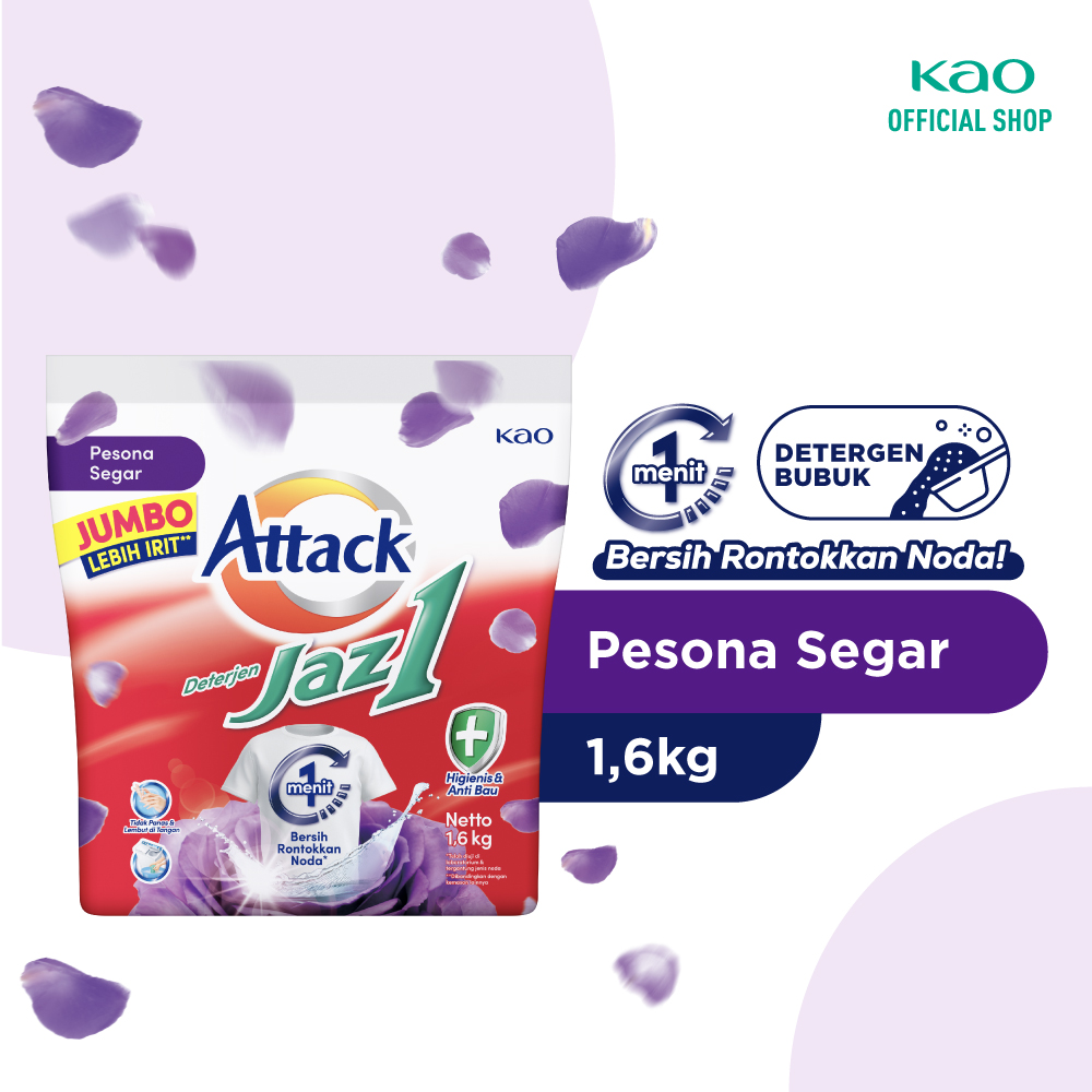 Promo Attack Jaz1 Pesona Segar Deterjen Bubuk Bag 1.6 kg Diskon 16% di Seller KAO Home Care ...