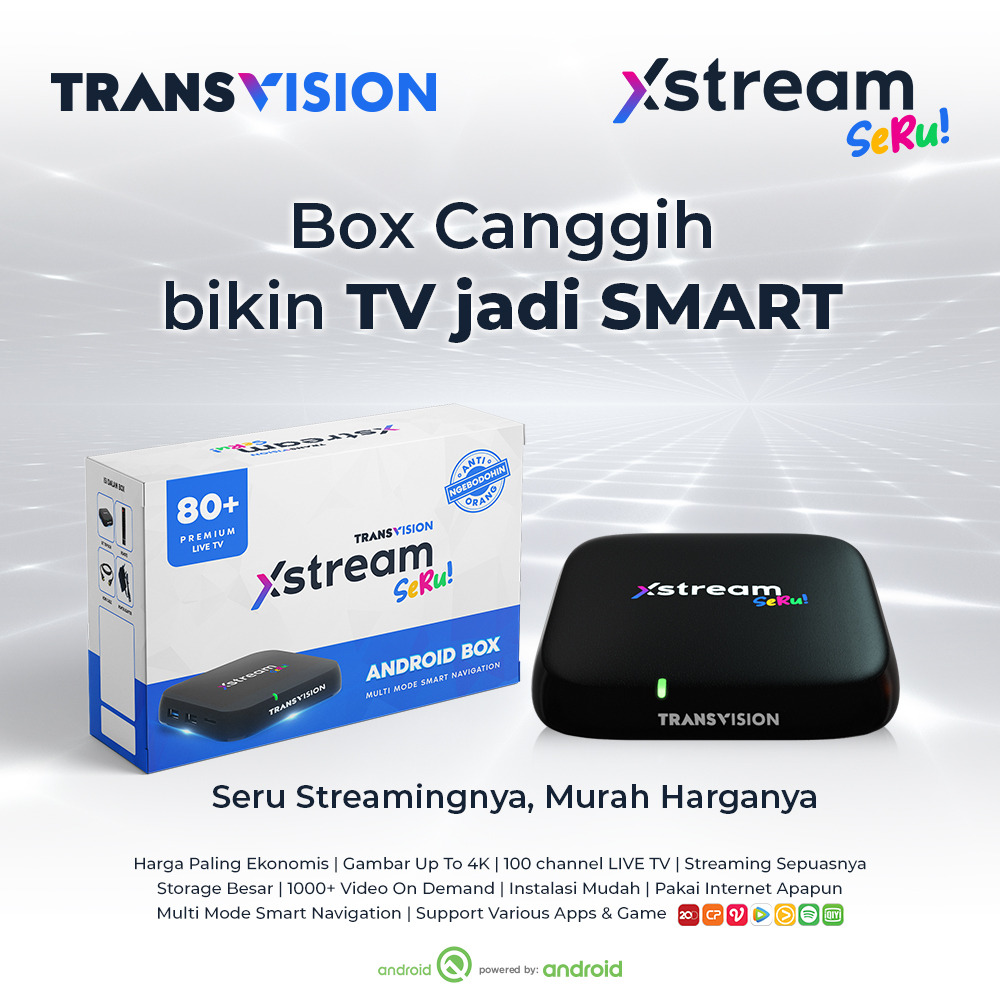 Promo TRANSVISION XSTREAM SERU TV Box Android V10 BONUS Full Paket ...