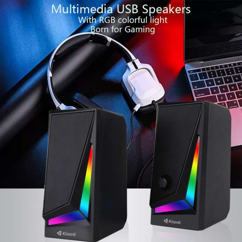 Promo Kisonli Gaming Speaker Komputer / Laptop X1 Led Rgb Light And ...