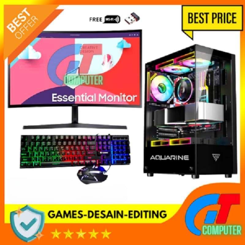 Jual PC Gaming Lengkap intel core i5 10400F Geforce GTX 1650 4GB SSD256 LED 24 Curved di Seller ...