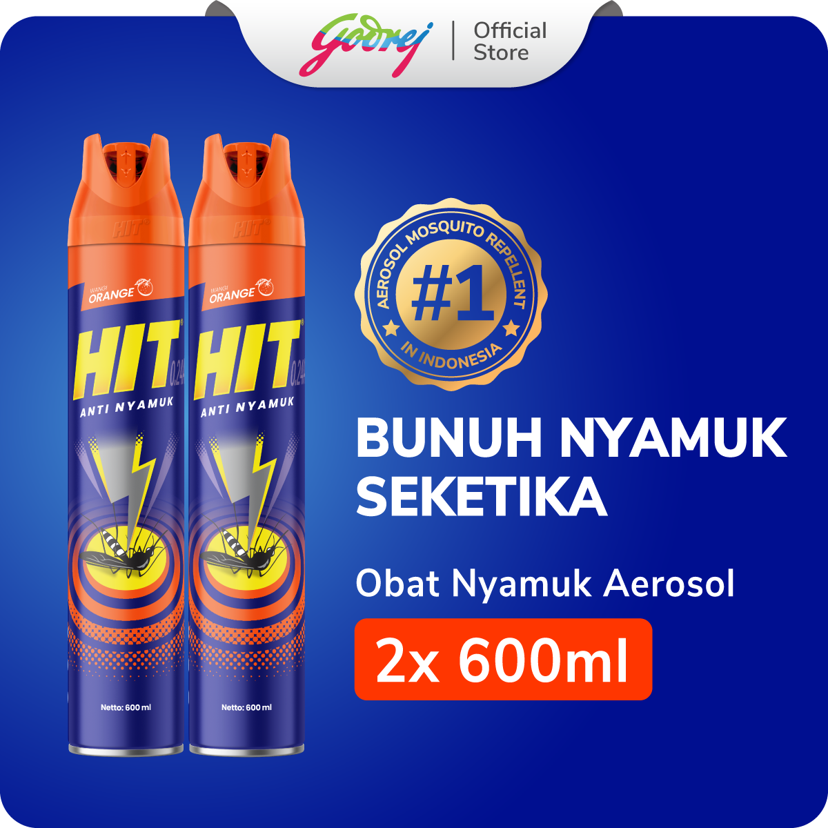 Promo Hit Aerosol Orange Obat Nyamuk - Pembasmi Hama & Serangga 600 Ml ...