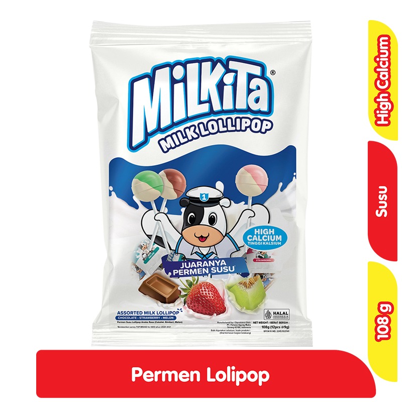 Jual Milkita Permen Milk Lollipop Assorted 108 G Di Seller Alfamart ...
