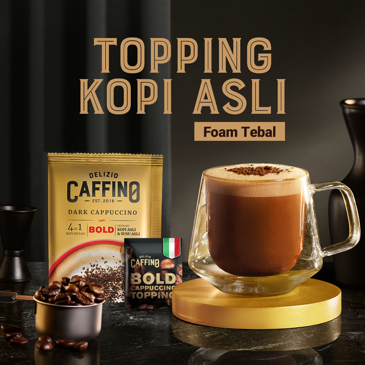 Jual Caffino 4in1 Kopi Instan Dark Cappuccino Bold Renteng 25 G [15 ...