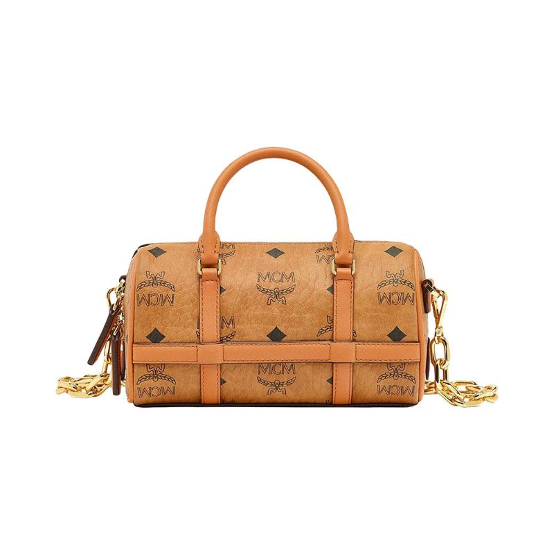 Promo MCM Aren Mini Boston Bag Visetos Cognac Diskon 34% di Seller ...