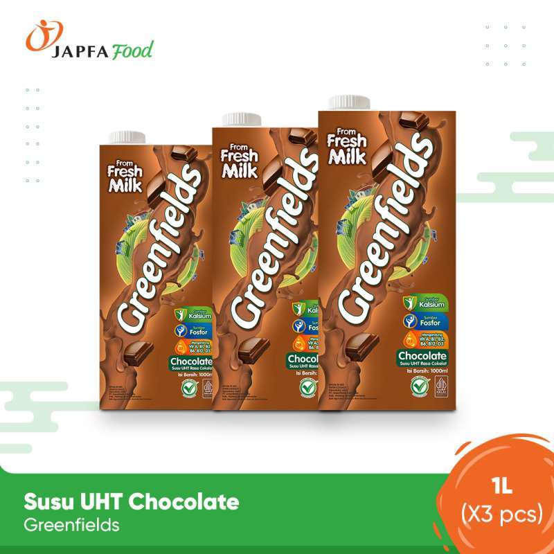 Promo Susu Greenfields Uht Chocolate 1 L - Paket Isi 3 - 100% Fresh ...