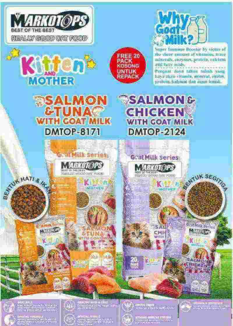 Jual Markotop Cat Food Kitten Salmon & Chicken With Goat Milk Repack ...