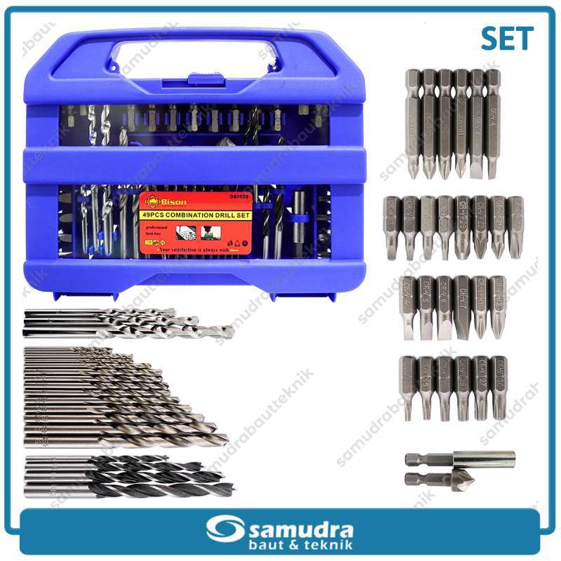 Jual Bison 49 Pcs Mata Bor Besi Kayu Beton Obeng Countersink Drill Bit Set Di Seller Samudra ...