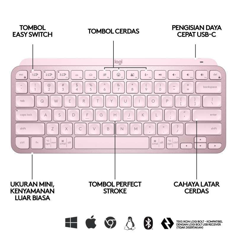 Promo Logitech Mx Keys Mini Keyboard Rose Diskon 30% Di Seller Logitech ...