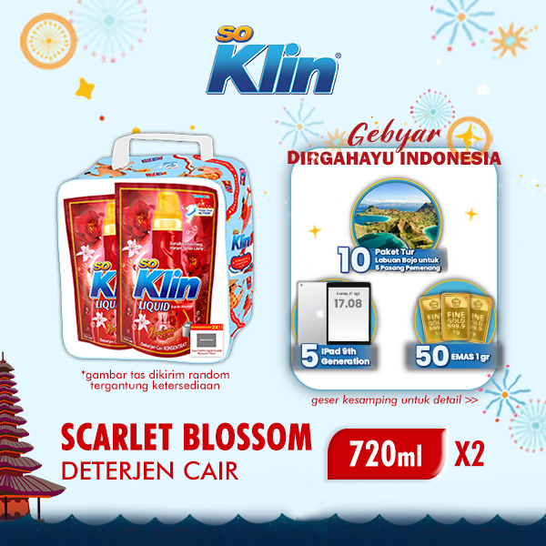 Promo So Klin Liquid Detergent Scarlet Blossom Perfume Pouch [720 Ml ... Promo So Klin Liquid Detergent Scarlet Blossom Perfume Pouch [720 Ml ...