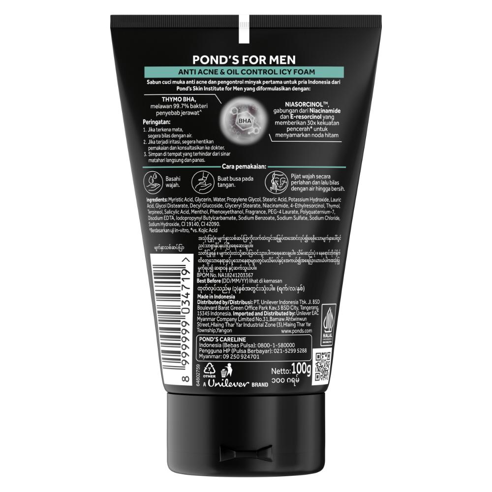 Promo Pond’s Skin Institute For Men Anti Acne & Oil Control Icy Foam ...