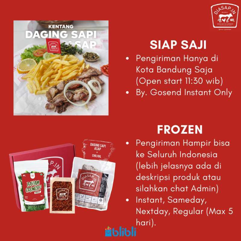 Promo Sei Sapi Frozen 200gr Diasapin Daging Sapi Asap + 1 Sambal Sachet ...