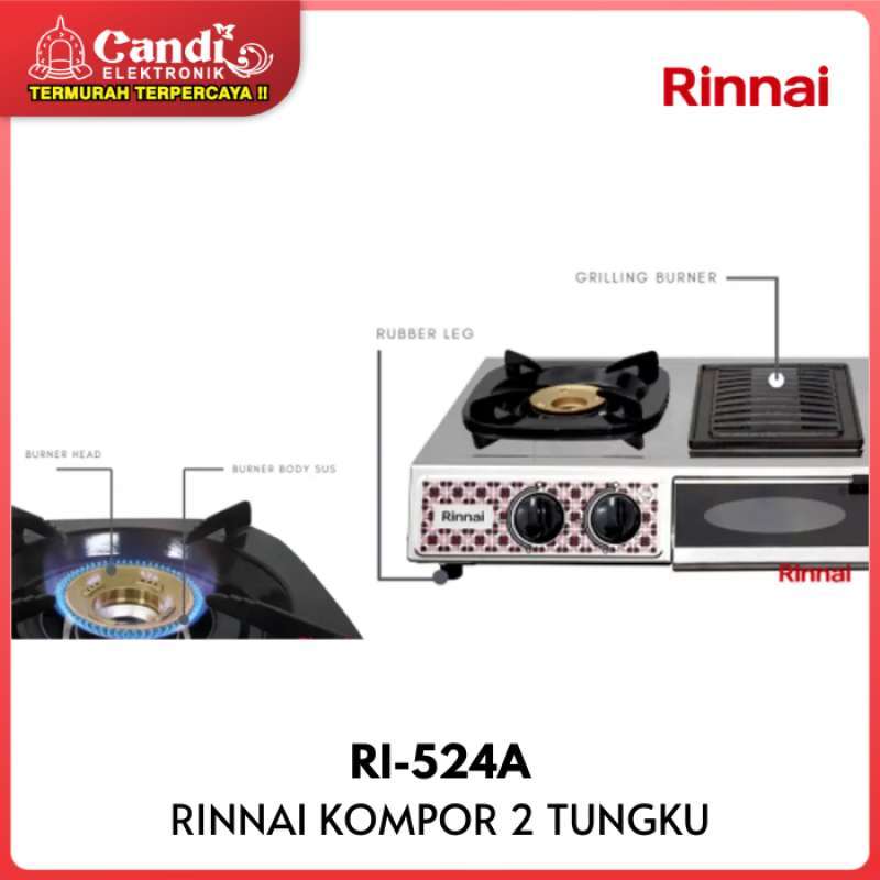 Promo RINNAI Kompor Gas 2 Tungku dan 1 Tungku Grill Pan Series RI-524A ...