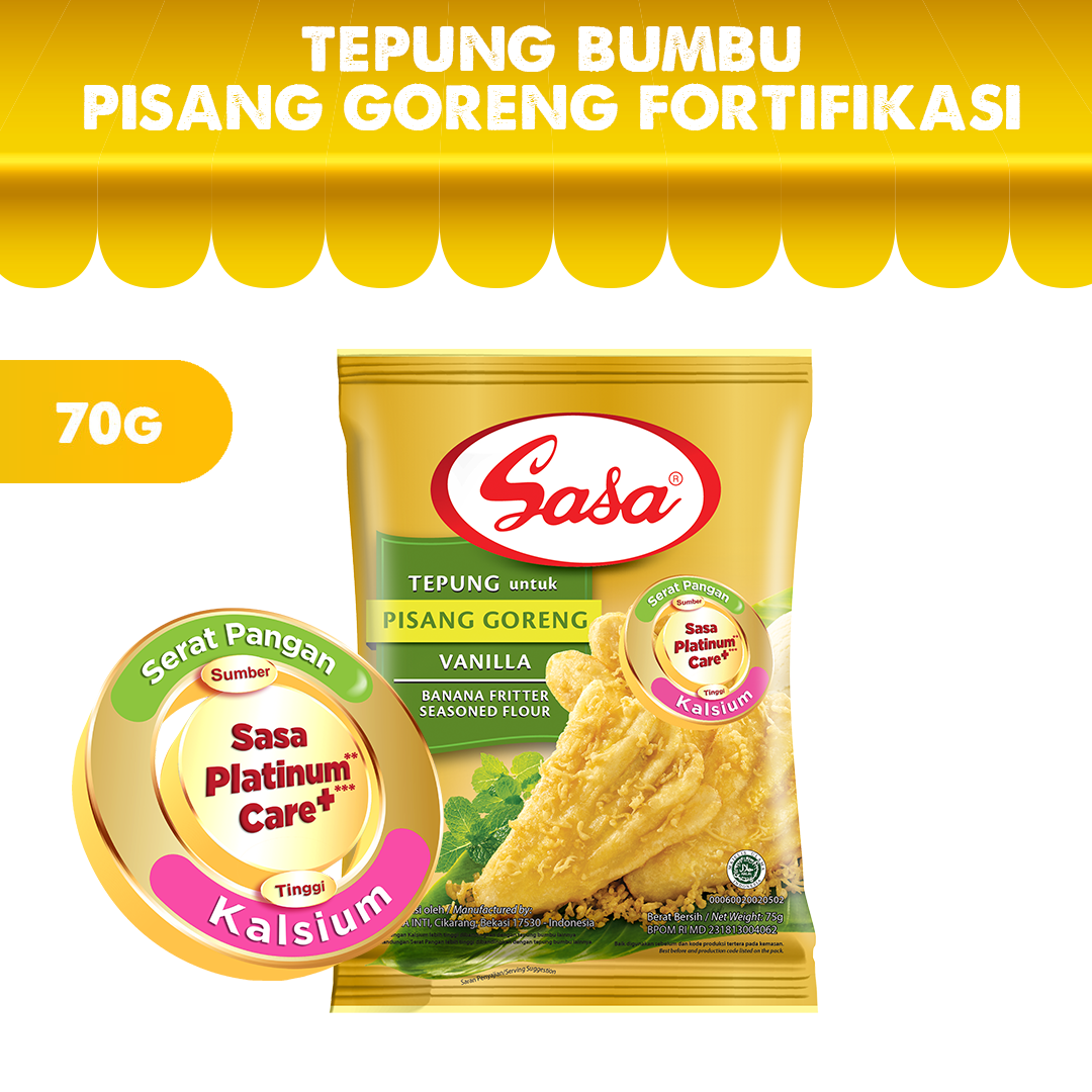 Promo SASA Tepung Pisang Goreng Vanila [70g x 10 pcs] Diskon 17% di ...