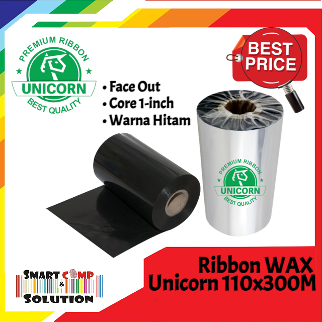 Jual Ribbon Stiker Label Barcode Unicorn 110x300M WAX - Ribbon Wax ...