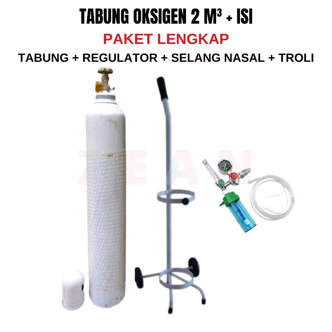 Promo Paket Tabung Oksigen 2 M3 + Trolly + Regulator LENGKAP Diskon 26% di Seller Zean Care ...