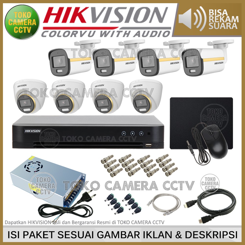 Jual Paket Cctv Hikvision Colorvu Audio 2mp 8 Channel 8 Kamera Di ...