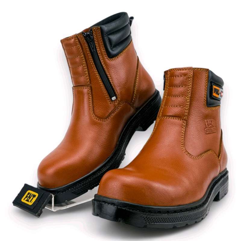 Jual Fintoni Safety Steel Toe Sepatu Boots Pria [6918] - 41 Tan Di ...