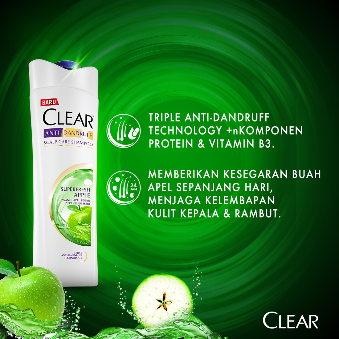 Promo Surabaya - CLEAR Shampoo Anti Ketombe Apel Wangi Segar, Kesegaran ...