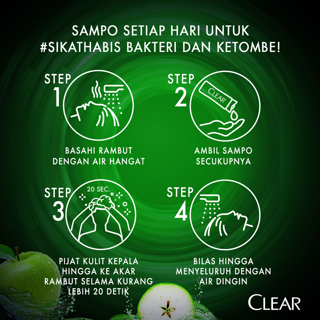 Promo Surabaya - CLEAR Shampoo Anti Ketombe Apel Wangi Segar, Kesegaran ...