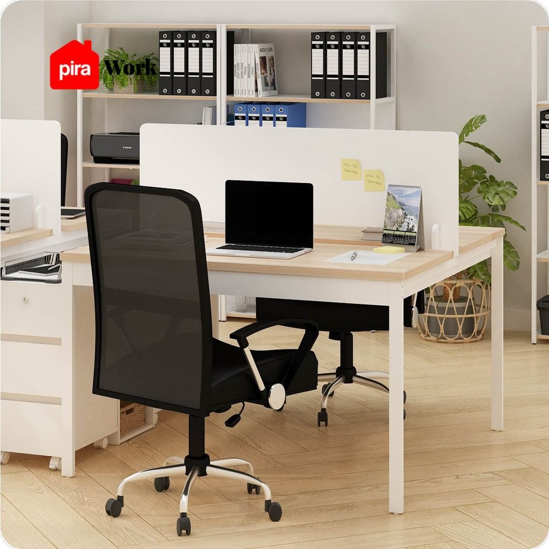 Promo Pira Work - Ofisu Dk129 Meja Kerja Dengan Pembatas - Brown Walnut - Black Diskon 45% Di ...