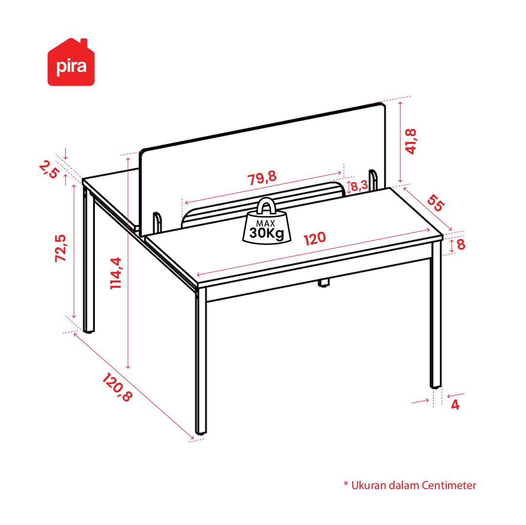 Promo Pira Work - Ofisu Dk129 Meja Kerja Dengan Pembatas - Brown Walnut - Black Diskon 45% Di ...