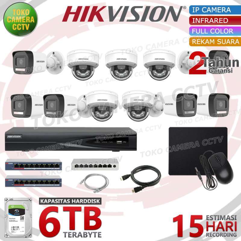 Jual Paket Cctv Ip Camera Hikvision 4mp 16 Channel 11 Kamera - 6 TB Di ...