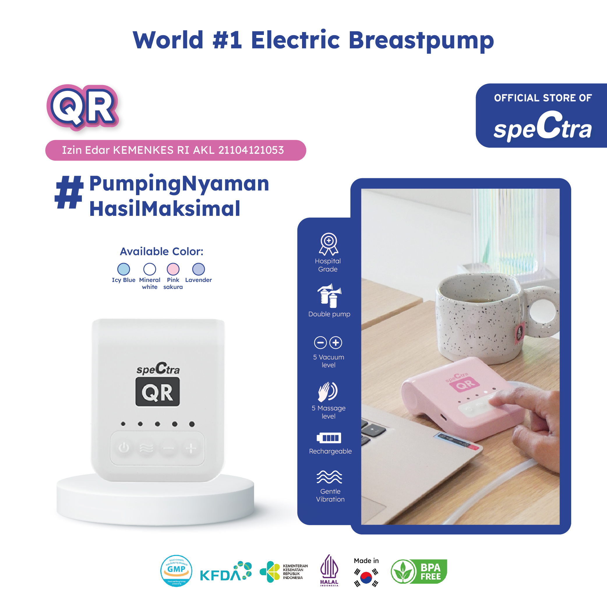 Promo Spectra QR Icy Blue Double Electric Breastpump - Pompa Asi ...