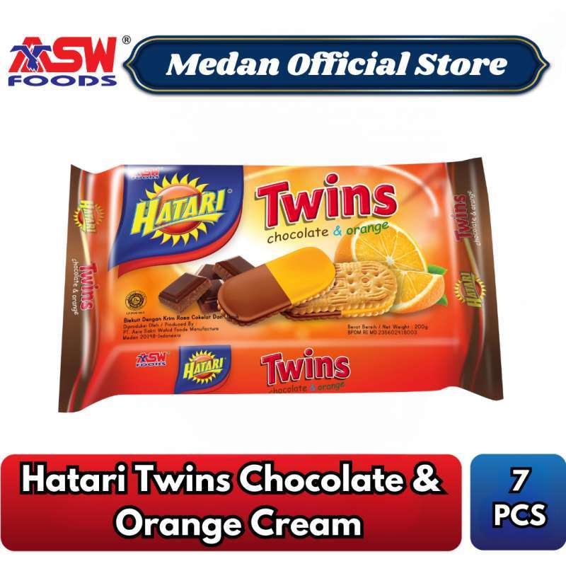 Promo Hatari Twins Chocolate & Orange Cream Biscuit 190 Gram ( 7 Pcs ...