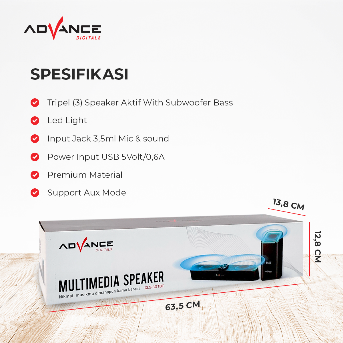Jual Advance Cls-301bt Soundbar Multimedia Speaker Subwoofer Bluetooth Bass Di Seller Advance ...