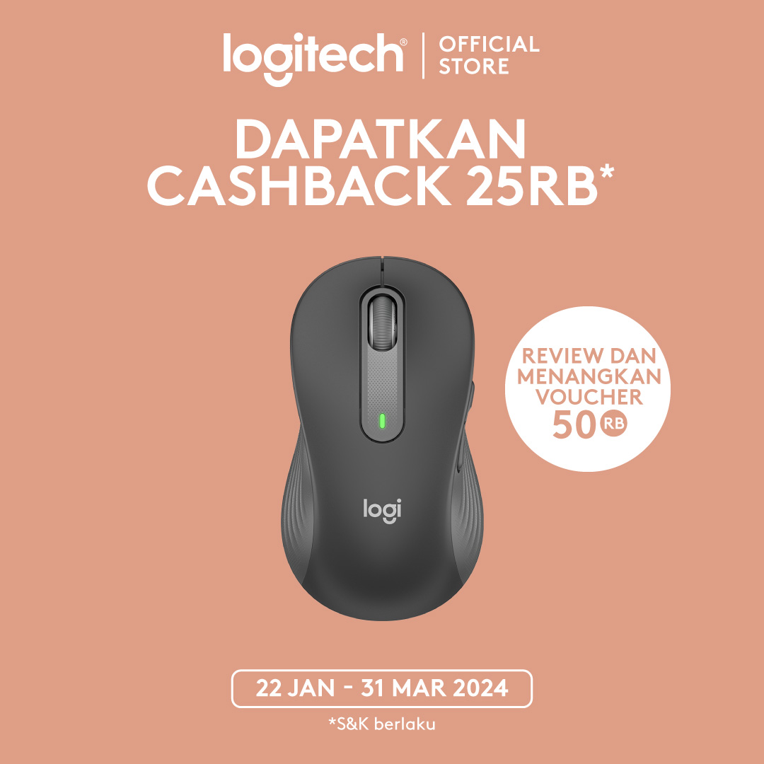 Promo Logitech Signature M650 L Mouse Wireless Bluetooth Silent Full Size Graphite Diskon 35% di ...