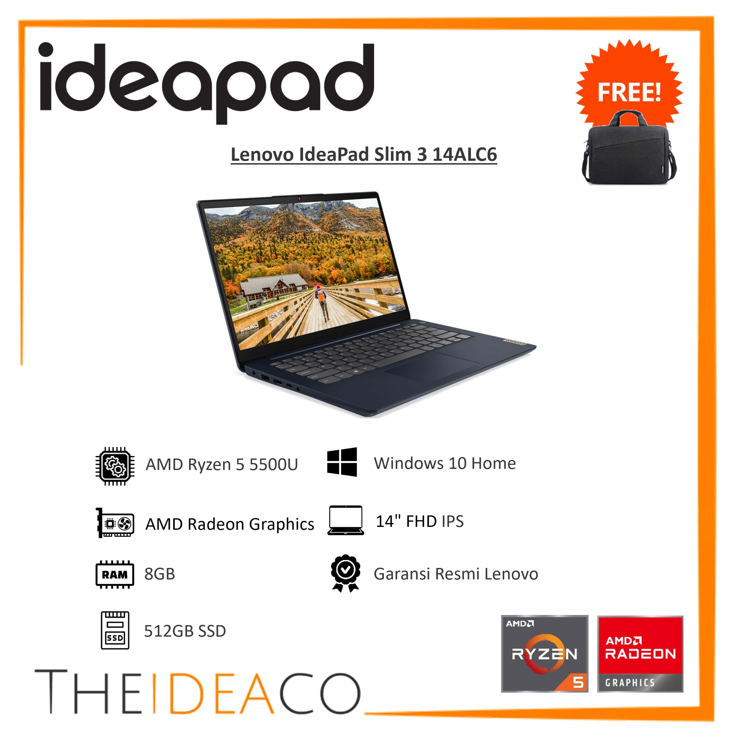 Jual Lenovo Ideapad Slim 3 Alid G3id Ryzen 5 5500u 8gb 512gb Ssd Office ...