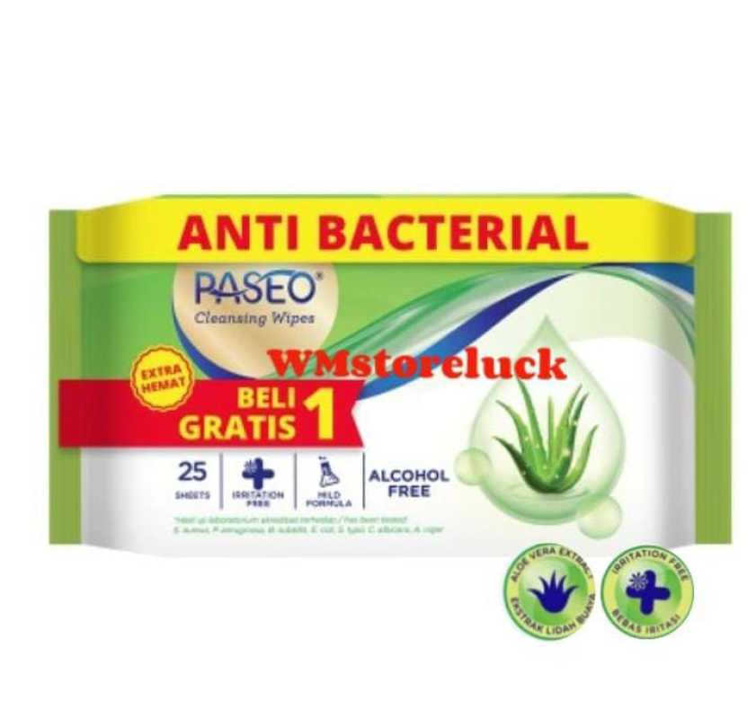 Promo Buy 1 Get 1 - Paseo Tissue Basah Anti Bacterial 25 Sheetsx2 ...