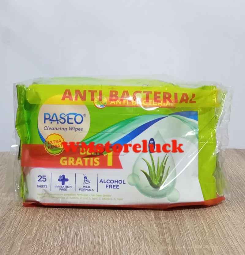 Promo Buy 1 Get 1 - Paseo Tissue Basah Anti Bacterial 25 Sheetsx2 ...