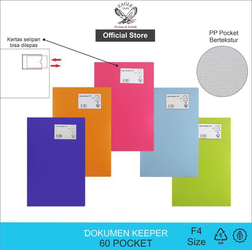 Jual Eagle Dokumen Keeper F4 (folio) 60 Pocket / Map Dokumen / Clear ...