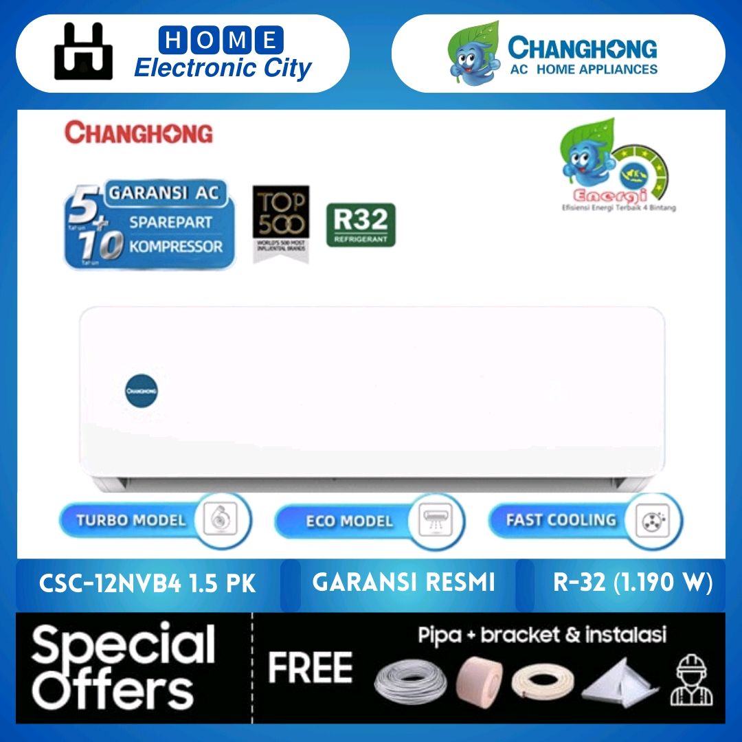 Jual Ac Changhong Csc-12nvb4 1.5 Pk 1.190 Watt Standard Fast Cooling R32 12.000 Btu/h [garansi ...