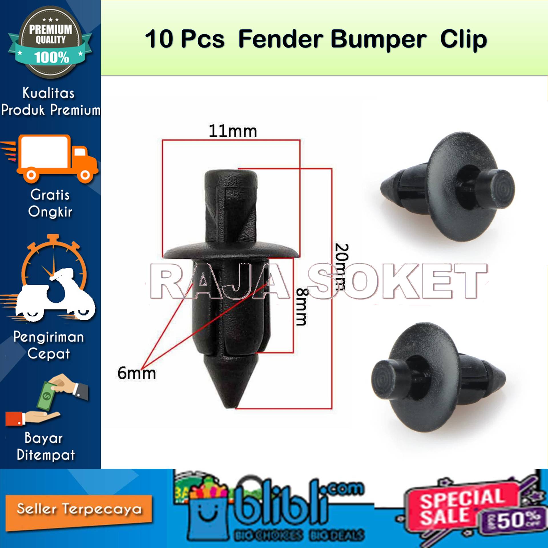 Jual Isi 10 Pcs ...klip Clip Kancing Body Bumper Bemper Mobil Motor Kap ...